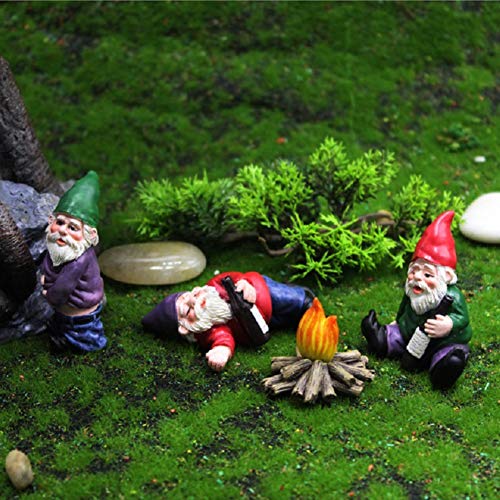 LINZHEN 4PCS Drunk Dwarf Garden Gnomes Knomes Decorations Decor Clearance Drunken Figurines for Outdoor Indoor Patio Yard Lawn Porch Ornament Gift