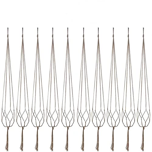 Plant Hanger, 10 Pieces Hanging Planter Flower Pot Plant Holder Basket Jute Rope Holder for Indoor Outdoor Garden Home Decorations (Natural)