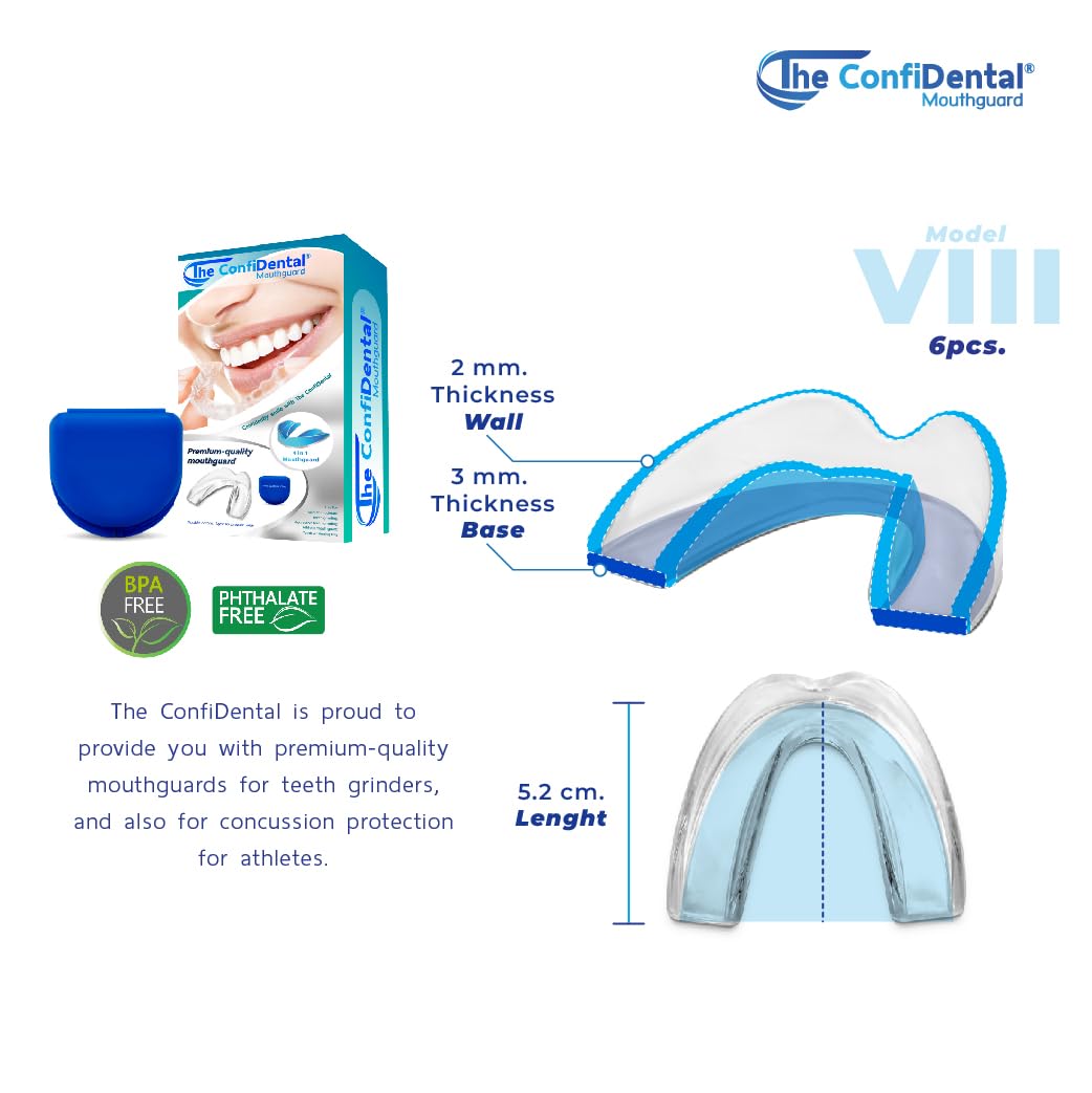 The ConfiDental Mouth Guard for Grinding Teeth at Night - Model for Small Mouth Pack of 6 Moldable Dental Night Guards for Teeth Grinding and Clenching Teeth Grinding Mouth Guard for Sleep