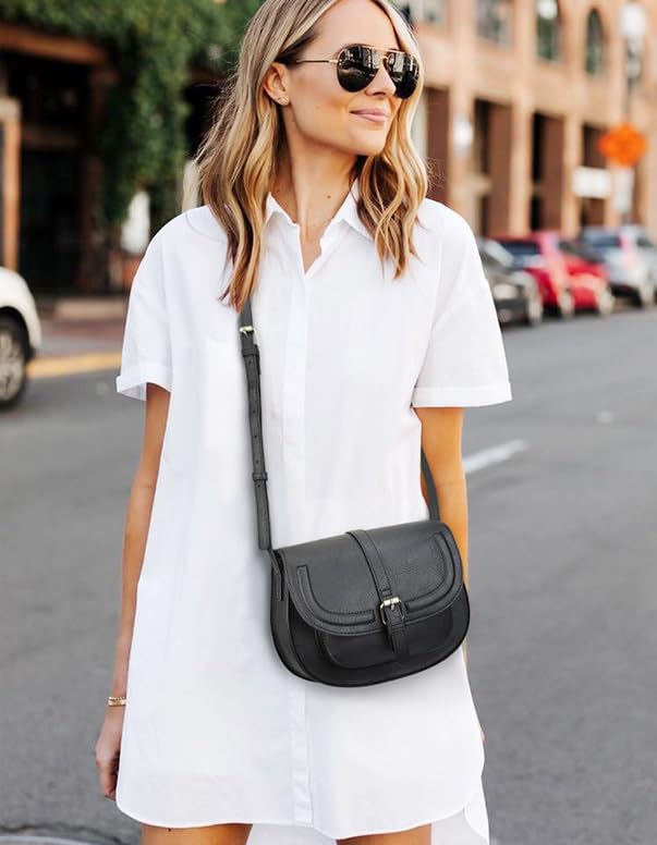 AFKOMST Crossbody Bags for Women,Small Saddle Purse and Boho Cross Body Handbags,Vegan Leather