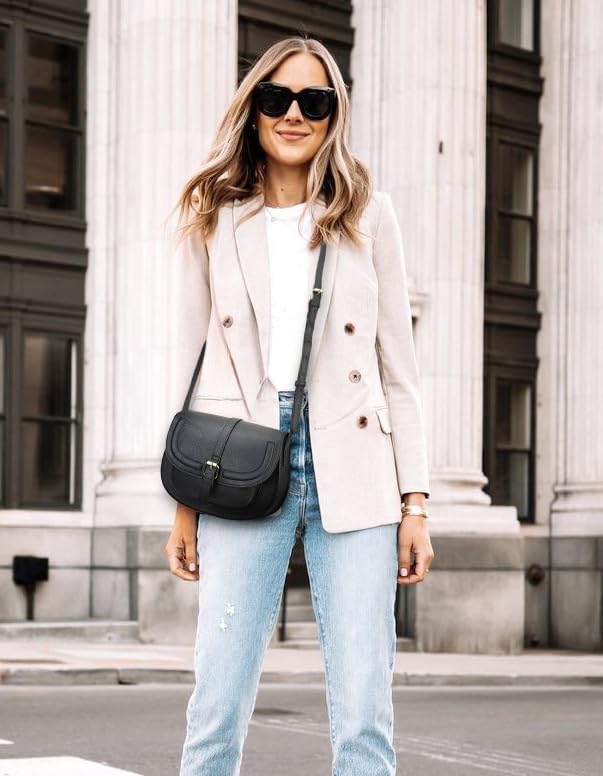 AFKOMST Crossbody Bags for Women,Small Saddle Purse and Boho Cross Body Handbags,Vegan Leather
