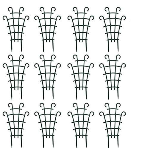 UWIOFF 12 Pack Trellis for Potted Plants, Garden Trellis for Climbing Plants Plastic Mini Climbing Plant Trellis Flower Pots Support Stackable Trellis for Climbing Plants Peas, Dark Green