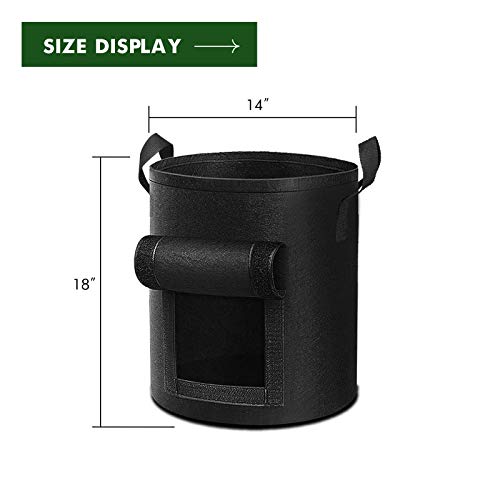 Cavisoo 5-Pack 10 Gallon Potato Grow Bags, Garden Planting Bag with Durable Handle, Thickened Nonwoven Fabric Pots for Tomato, Vegetable and Fruits