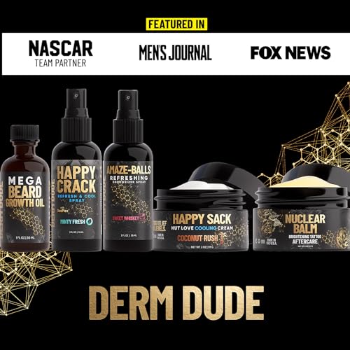 Derm Dude Power Pair Set | Happy Sack Ball Deodorant Anti Chafing Cream & Happy Crack Butt Spray | With All-Natural DeoPlex for Odor Control - Coconut Rush & Minty Fresh