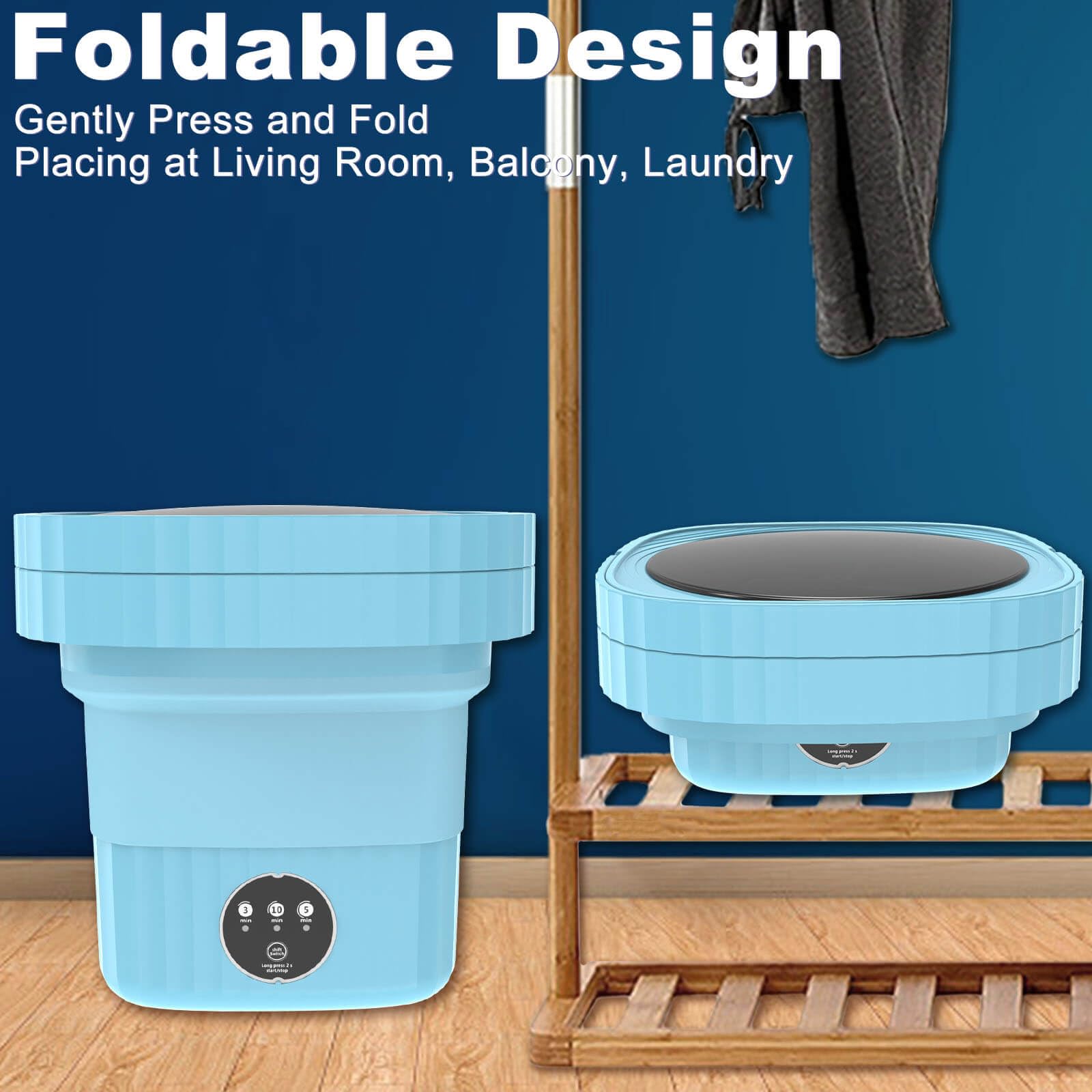 kwiwis Portable Mini Washing Machine,Small Foldable Lavadora, Laundry Machine with Spin-Dry, Smart Washer with 3 Modes for Socks, Baby Clothes, Apartment, Travel, Camping