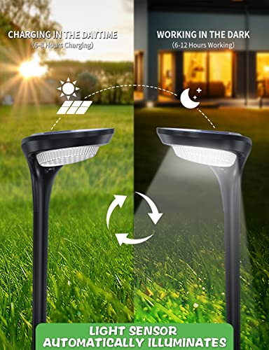 OSORD Solar Pathway Lights,【4 Pack】 Solar Outdoor Lights Pathway Bright High Lumen Waterproof with 2 Color Modes LED Path Lights Solar Powered, Garden Solar Landscape Lights for Sidewalk Walkway Yard