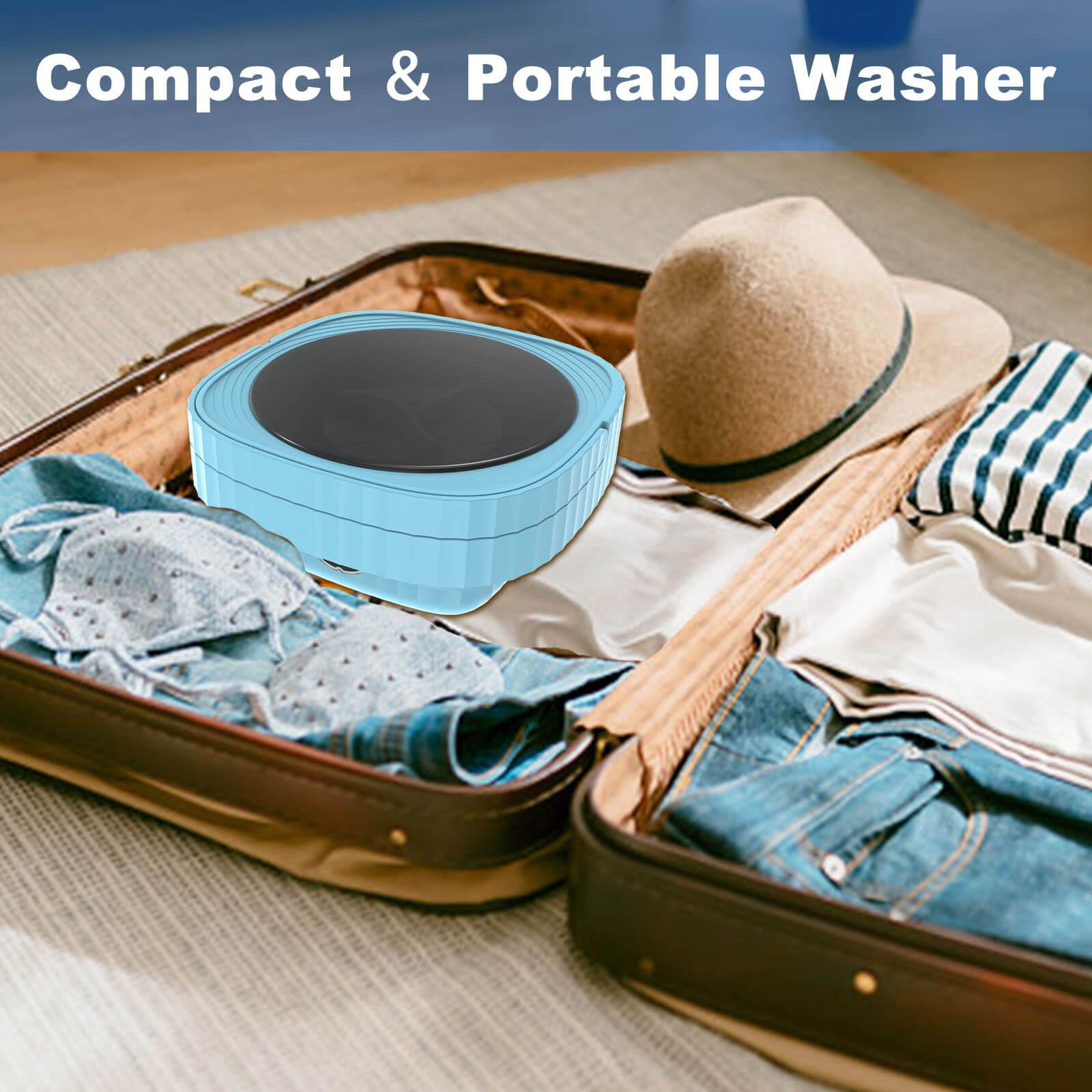 kwiwis Portable Mini Washing Machine,Small Foldable Lavadora, Laundry Machine with Spin-Dry, Smart Washer with 3 Modes for Socks, Baby Clothes, Apartment, Travel, Camping