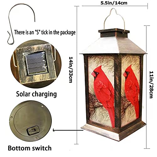 Solar Lanterns, Outdoor Hanging Lanterns Waterproof LED Solar Cardinal Lights Tabletop Lamp for Outdoor Patio Garden(1pack