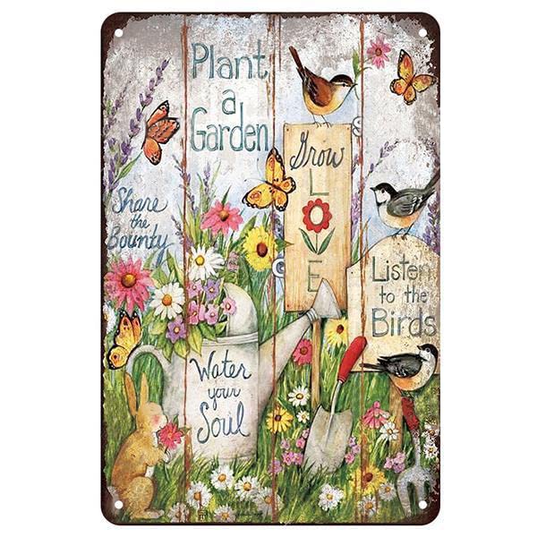 Metal Garden Signs- Plant a Garden,Retro garden decor Poster Vintage Sign for Home Coffee Outdoor Wall Decor 8x12 Inch
