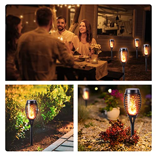 Toodour Solar Torch Flame Lights, 6 Pack Solar Lights Outdoor with Flickering Flame, Waterproof Solar Pathway Lights Landscape Decoration Lighting for Garden, Lawn, Patio, Yard, Outdoor Decorations