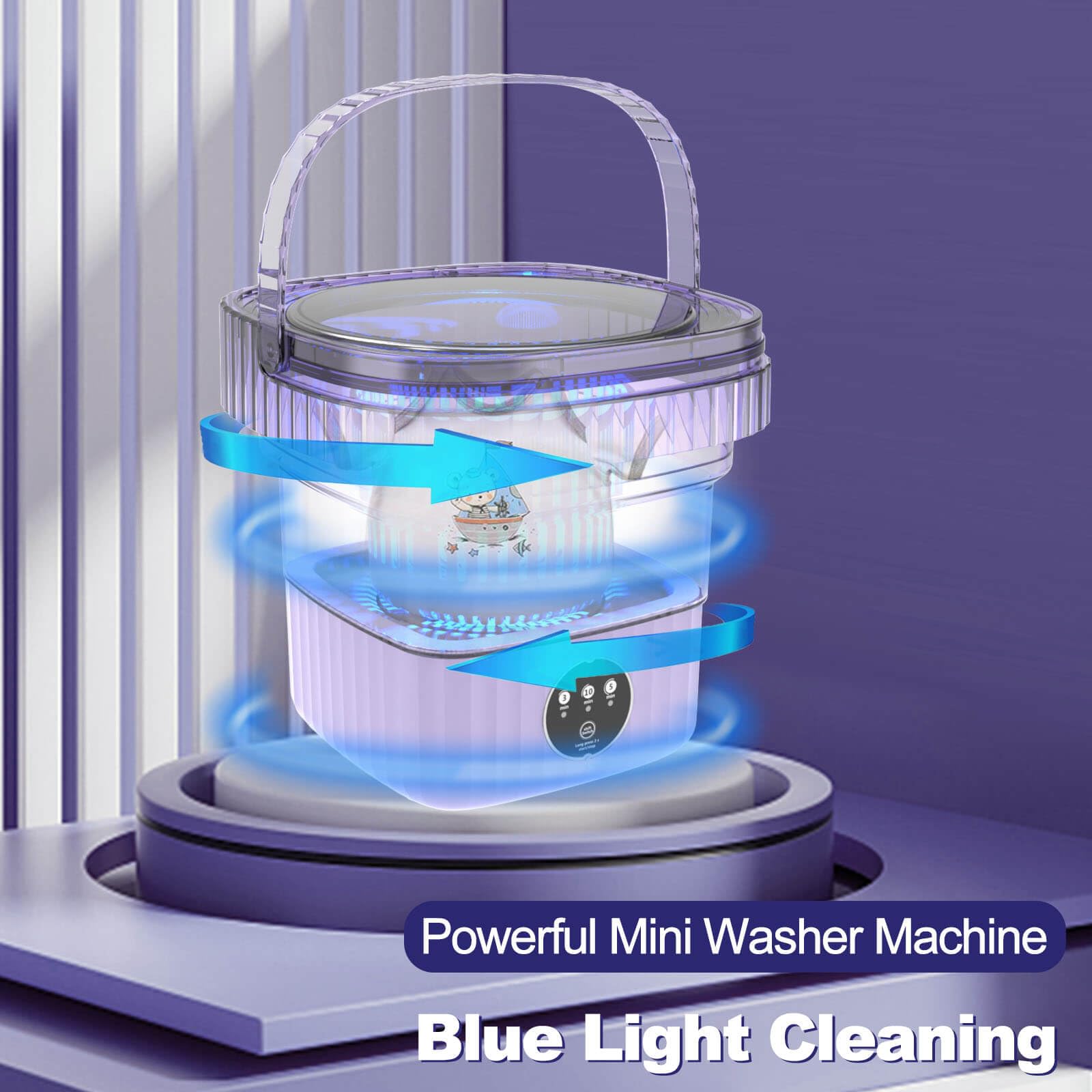 Portable Washing Machine Mini Foldable Machine, Small Laundry with Spin-Dry for Apartment Camping, RV, Travel, Socks, Baby clothes, Underwear(Purple)