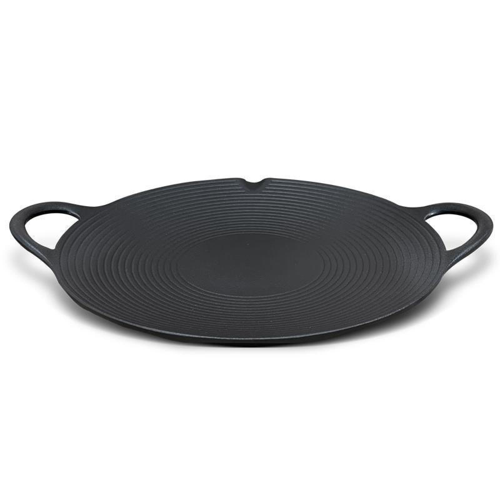 HAZURE Outdoor Grill pan cast Iron pan Casserole Grill pan Korean Style teppanyaki Grill pan barbecure Grill pan for Home use Round Ear Baking Dish 33cm