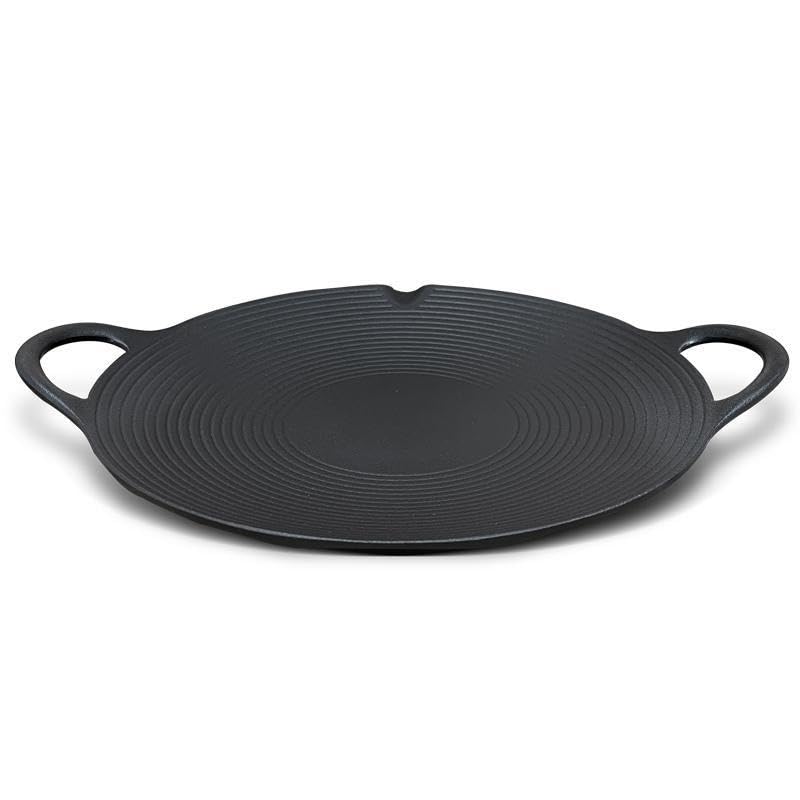 HAZURE Outdoor Grill pan cast Iron pan Casserole Grill pan Korean Style teppanyaki Grill pan barbecure Grill pan for Home use Round Ear Baking Dish 33cm