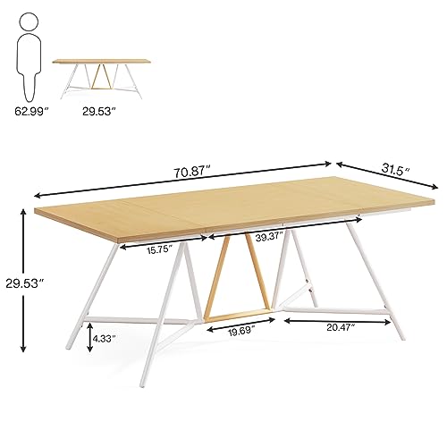 Tribesigns 6FT Conference Table for 6-8 People, Large Rectangular Meeting Room Table, Modern Seminar Table Boardroom Desk with Metal Frame for Office Conference Room, 70.86" L x 31.49" W x 29.52" H