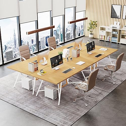 Tribesigns 6FT Conference Table for 6-8 People, Large Rectangular Meeting Room Table, Modern Seminar Table Boardroom Desk with Metal Frame for Office Conference Room, 70.86" L x 31.49" W x 29.52" H
