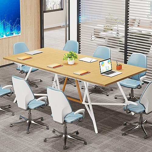 Tribesigns 6FT Conference Table for 6-8 People, Large Rectangular Meeting Room Table, Modern Seminar Table Boardroom Desk with Metal Frame for Office Conference Room, 70.86" L x 31.49" W x 29.52" H