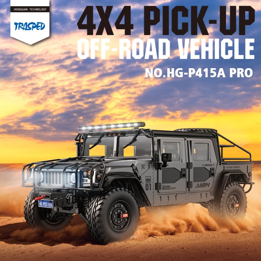 wheelfun HG Pro 4X4 RC Off-Road Vehicle for 1:10 P415A Pick-Up Crawler Sound Light(Grey)