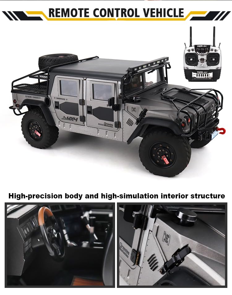 wheelfun HG Pro 4X4 RC Off-Road Vehicle for 1:10 P415A Pick-Up Crawler Sound Light(Grey)