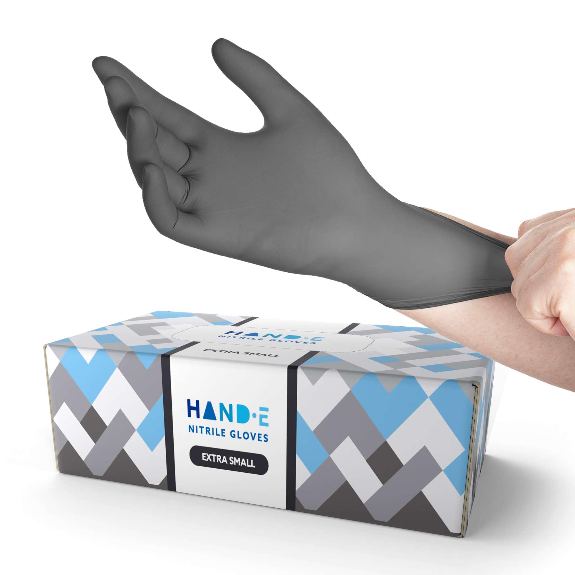 Hand-E Touch Grey Disposable Nitrile Gloves X Small 50 Count, Powder and Latex Free Medical Gloves for Exams and Surgical Needs - Food Safe for Cooking - Textured Fingertips