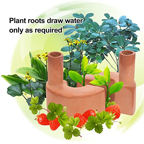 YUESHICO Self-Watering Terra Cotta Planter Water Storage Tank Reusable Automatic Terracotta Plant Watering Devices Globes Stakes Self-irrigate Watering Spikes Ceramic Plant Waterer Set