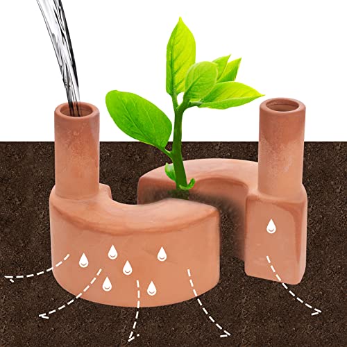 YUESHICO Self-Watering Terra Cotta Planter Water Storage Tank Reusable Automatic Terracotta Plant Watering Devices Globes Stakes Self-irrigate Watering Spikes Ceramic Plant Waterer Set