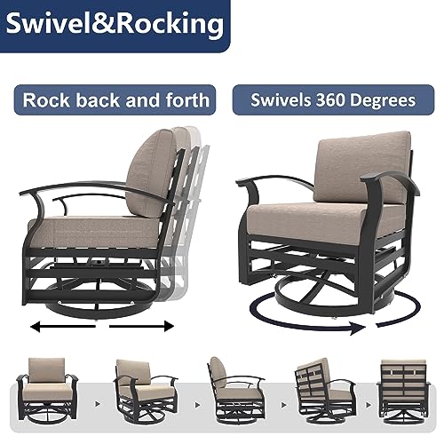 Delnavik Patio Furniture Set,5 Pieces Modern Outdoor Conversation Set w/43in Gas Fire Pit Table, Outdoor Metal Sectional Sofa with 55000 BTU Propane Fire Pit, Sand