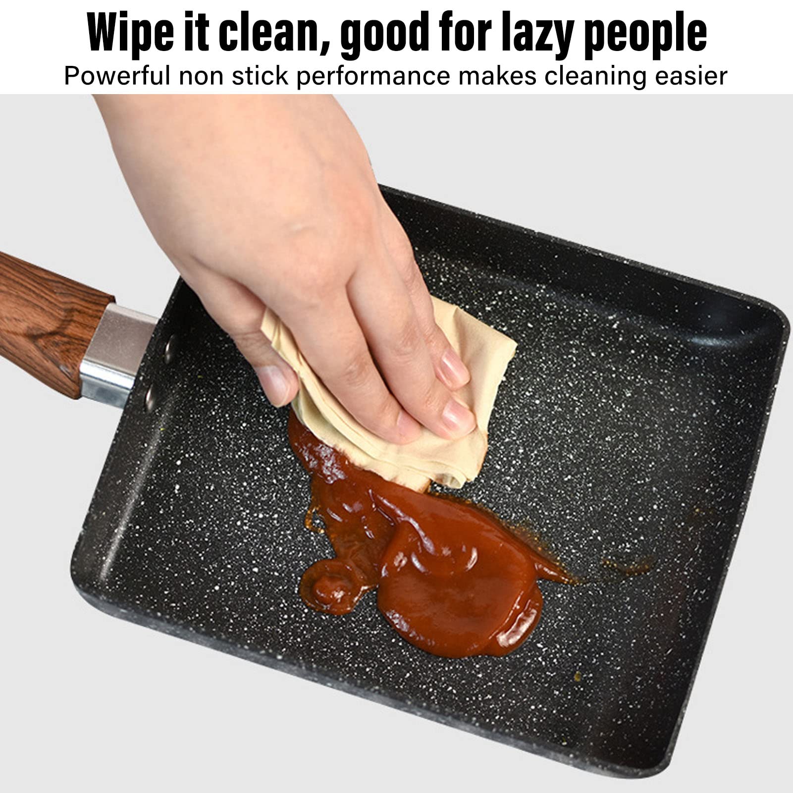 Grill Pan Square Griddle Pan Skillet , Non Stick Cast Aluminum Grilling Pan Rec Japanese Omelette Frying Pan Square Griddle Pan for Steak Breakfast Stove Tops Oven Safe(small)