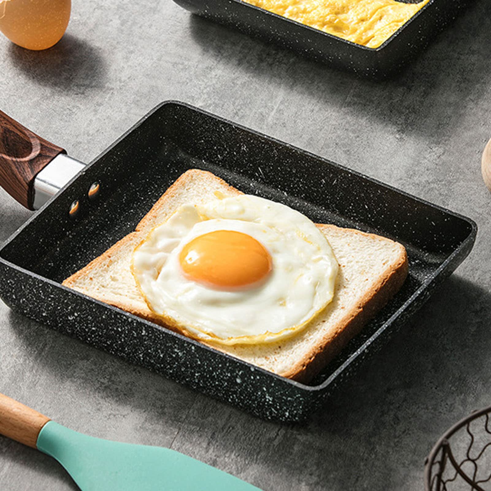Grill Pan Square Griddle Pan Skillet , Non Stick Cast Aluminum Grilling Pan Rec Japanese Omelette Frying Pan Square Griddle Pan for Steak Breakfast Stove Tops Oven Safe(small)