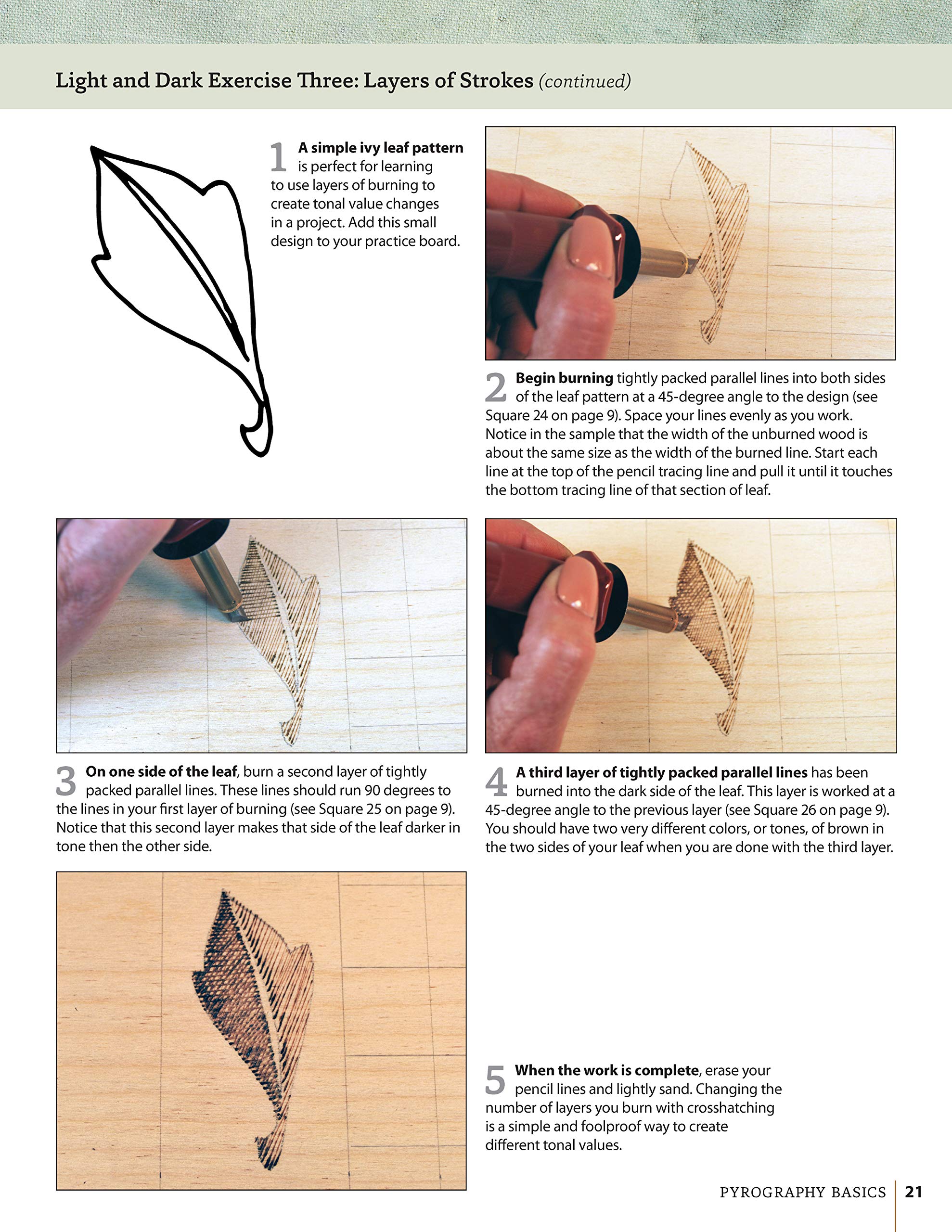 Pyrography Basics: Techniques and Exercises for Beginners (Design Originals) Patterns for Woodburning with Skill-Building Step-by-Step Instructions and Advice from Lora Irish on Texture and Layering