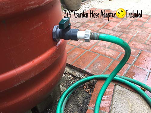 Van Enterprises Rain Barrel Spigot Kit - 3/4" PVC Full Port Ball Valve with Bulkhead Fitting +Hose Adapter