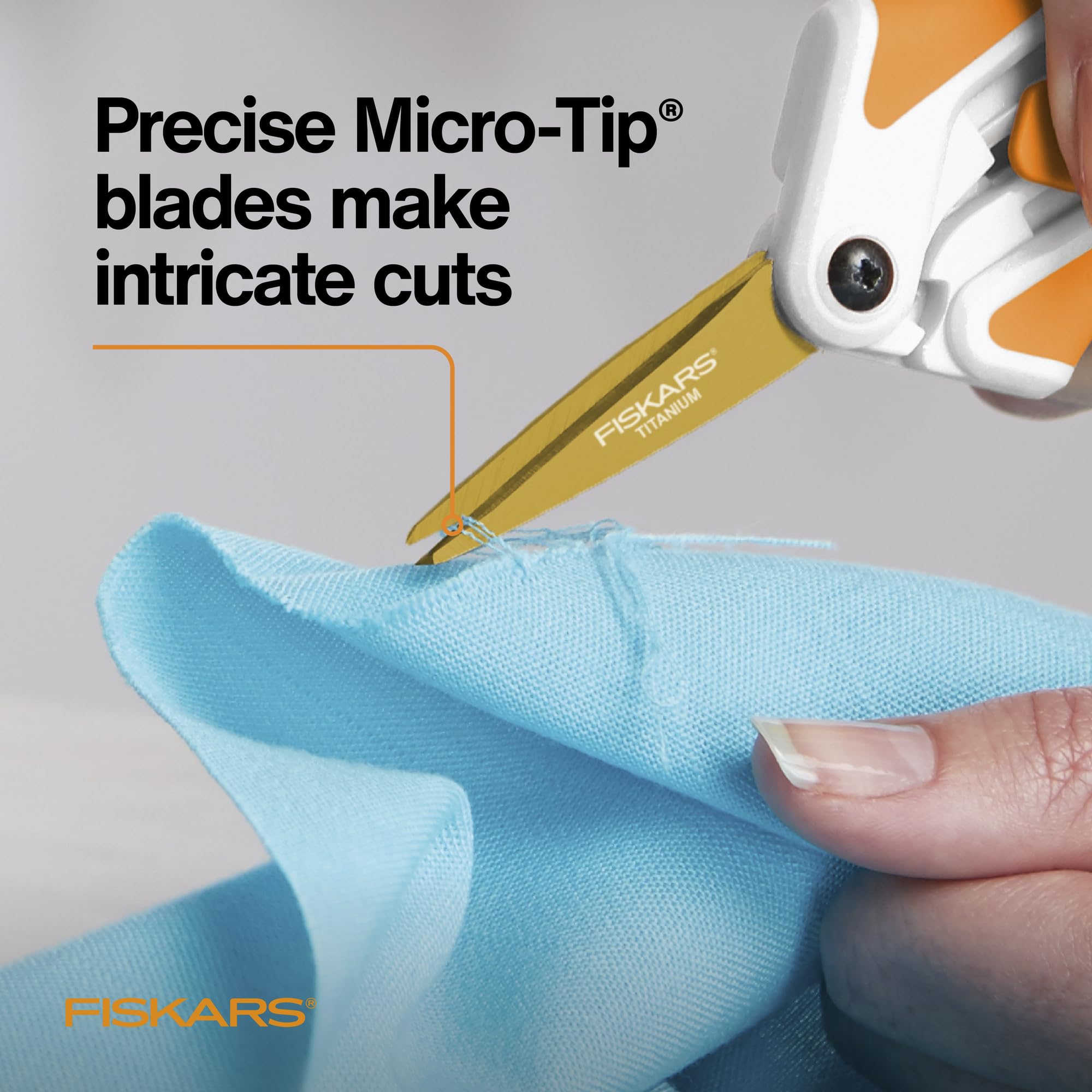 Fiskars Scissors 190520-1001 Titanium Micro-Tip Easy Action Scissors, 6 Inch, Orange