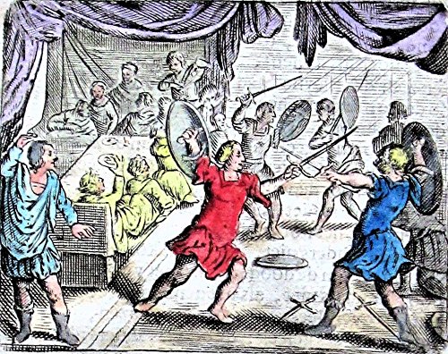 Antique Copperplate Miniature Engraving: BL9 from Ouderdom, Buyten Leven, en Hof Gedachten