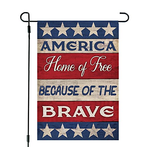 CROWNED BEAUTY 4th of July Patrioctic Free Garden Flag 12x18 Inch Double Sided Memorial Day Blue Star Red Independence Day Outside Yard Party Decoration