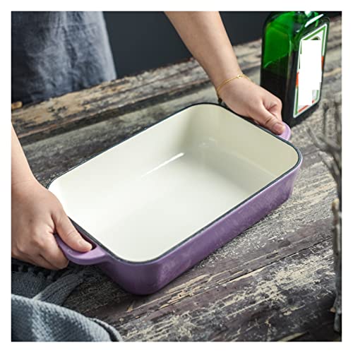 Baking Dish Cast Iron Enamel Skillet Baking Pan with Two Ears Oven Baking Pan Grill Meat and Fish Steak Fry Pan bakeware (Color : 1)