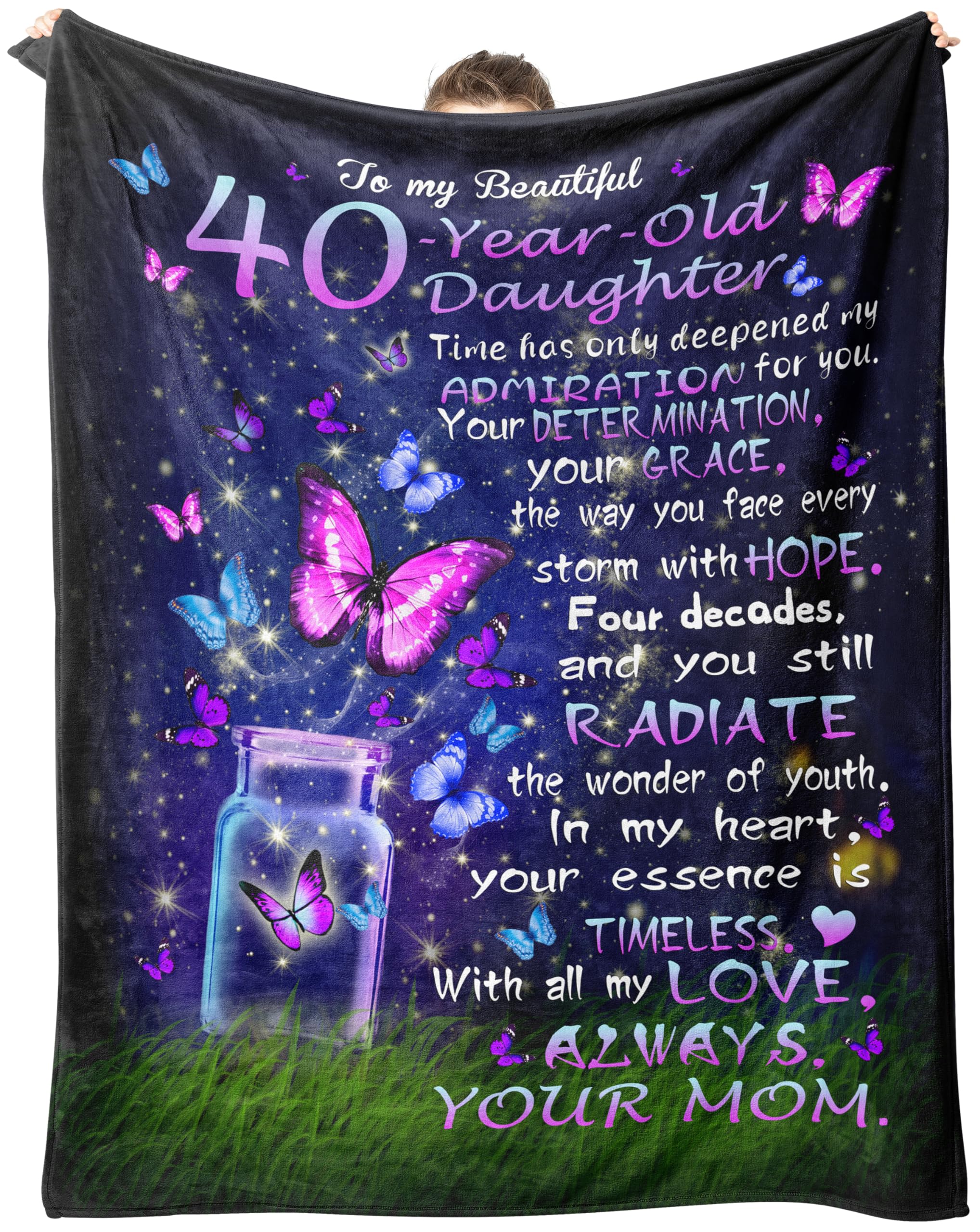 CUDEVS 40th Birthday Gifts for Women, 40 Year Old Birthday Gifts for Women, 40th Birthday Gifts Women Blanket, 40th Birthday Gifts, Daughter Birthday Gift