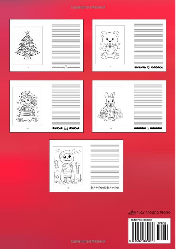 Seasonal Holidays Compose and Colour: A Piano Composition and Colouring Book (The Piano Composing Book Series)