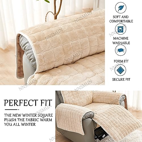 Armrest Chair Covers, Sofa Arm Protector Covers, Plush Armchair Cover, Furniture Protector Corner Sofa, Stretch Armchair Couch Arm Rest Cover for Recliner, Chair, Sofa (Beige,3 seater(167*190CM))