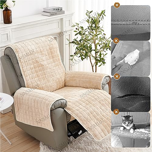 Armrest Chair Covers, Sofa Arm Protector Covers, Plush Armchair Cover, Furniture Protector Corner Sofa, Stretch Armchair Couch Arm Rest Cover for Recliner, Chair, Sofa (Beige,3 seater(167*190CM))