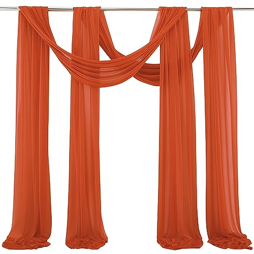 Wedding Arch Drapes Fabric 2x20ft, 2 Panels Sheer Backdrop Curtains with Ribbon, Soft Chiffon Fabric for Draping Wrinkle Free, for Party Ceremony Arch Stage Decorations