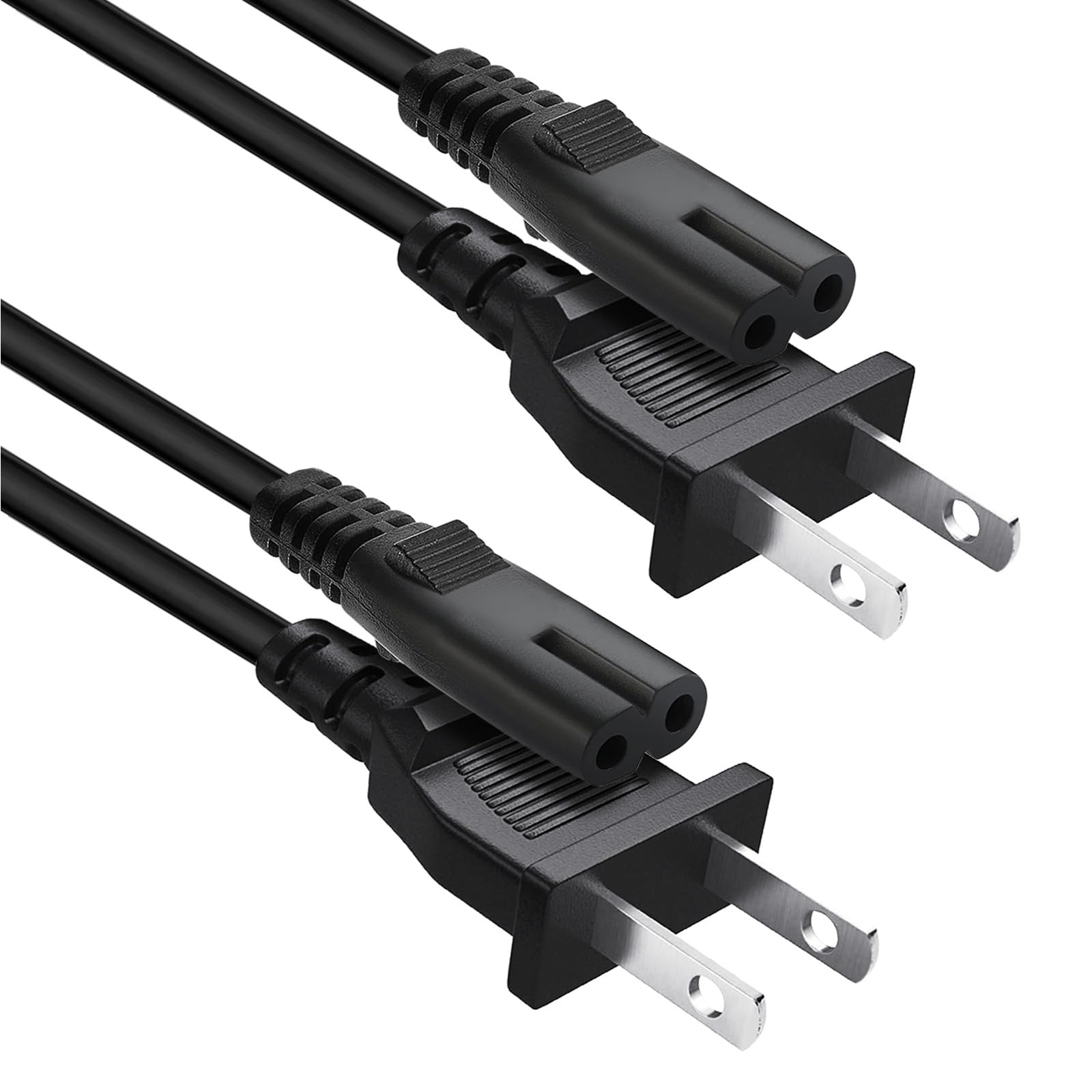 2-Pack 2 Prong AC Power Cord for Samsung 24" 32" 40" 43" 48" 49" 50" 55" 60" 65" 75" inch, UN40 UN43 UN48 UN49 UN50 UN55 UN60 UN65 UN70 UN75 UN78 LCD Smart 4K TV AC Power Supply Cord Cable Replacement