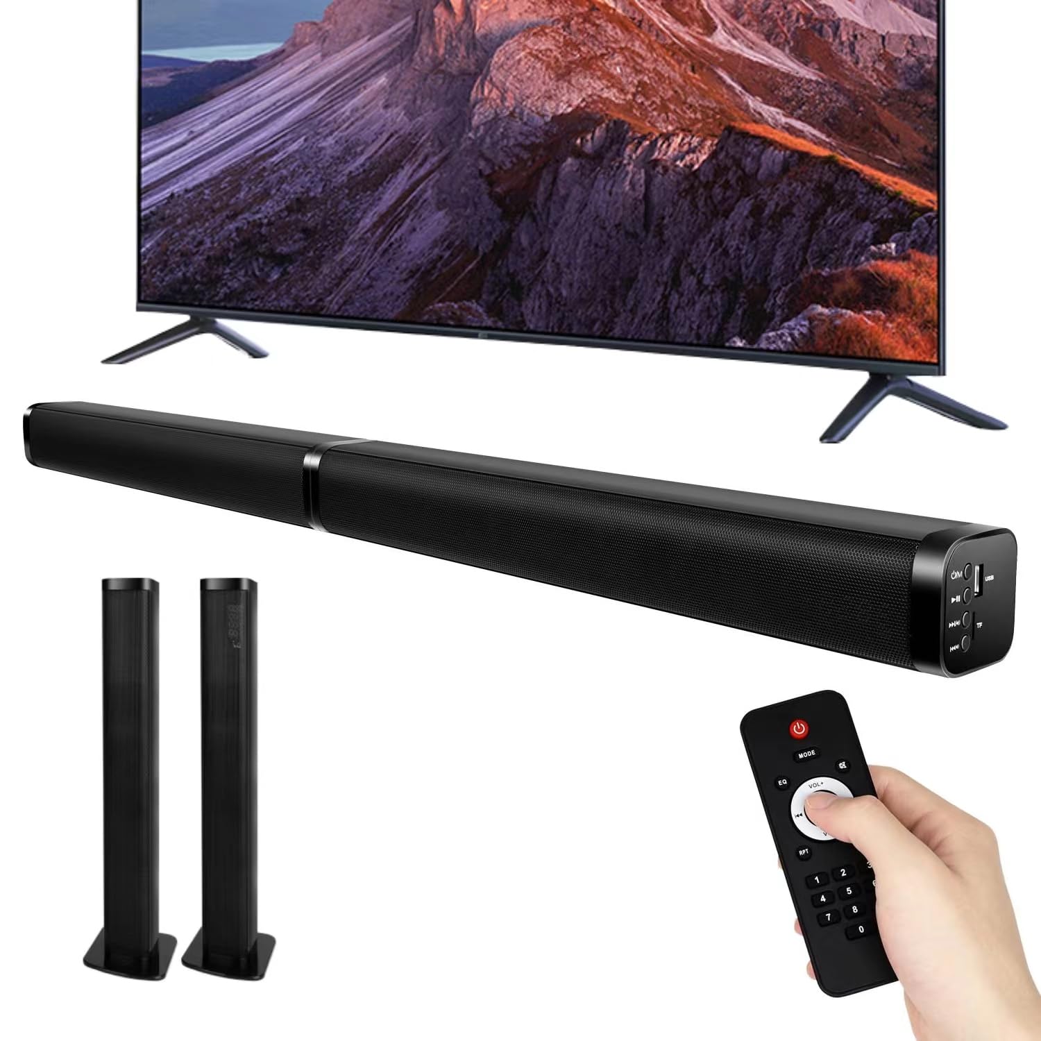 TV Soundbars Speaker with Bluetooth 40W Home Theater Audio Speaker System for TV Sound bar, 2 in 1 Wall Mountable 35inch Separable Speakers