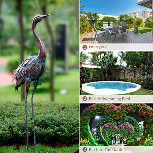 chisheen Outdoor Garden Crane Statues and Sculptures Metal Yard Art Statue for Garden Decoration Large Size