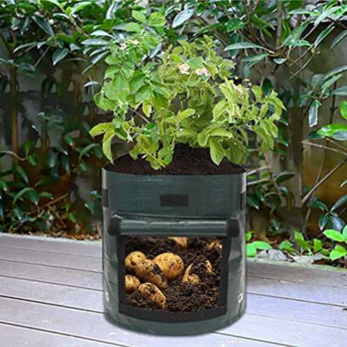 4-Pack 7Gallon Garden Potato Grow Bags with Flap and Handles Aeration Fabric Pots Heavy Duty