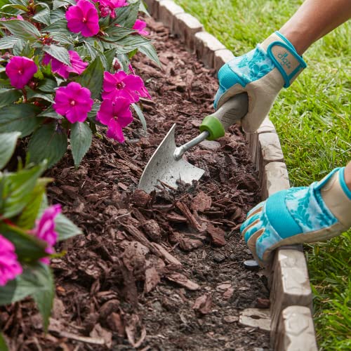 EasyFlex No-Dig Landscape Edging with Anchoring Spikes, 2.7 in Tall Decorative Stone-Look Garden Border, 15 Foot Kit, Brown