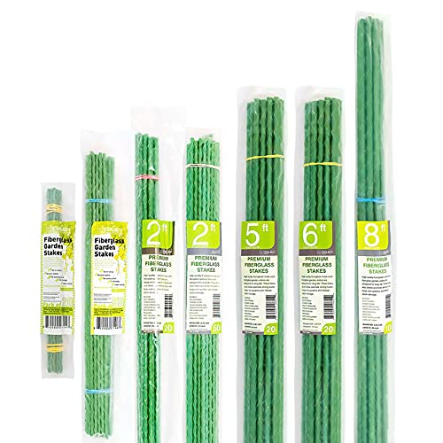 Eco-Friendly 2-FT Fiberglass Garden Stakes, Tomato Stakes, Plant Stakes (Pack of 20), 0.25-Inch Dia