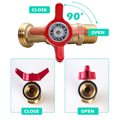 1 PCS IBC Tote Fittings Adapter, 275-330 Gallon Tank Adapter, 2" Fine Thread with 1 Brass Valve Faucet, Perfect for Garden Hose Connector Water Tank