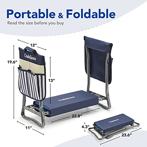 Garden Kneeler and Seat - Sturdy Garden Bench Stool with Thicken & Soft Kneeling Pad,Heavy Duty Foldable Garden Stool Bonus 2 Large Pouches for Gardening Tools by OasisSpace (Blue)