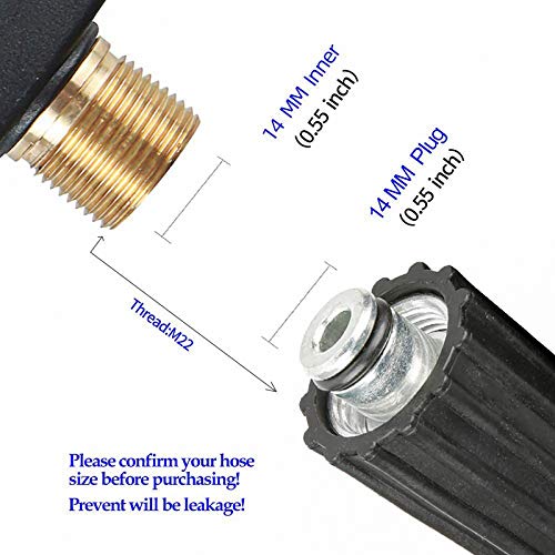 Sooprinse High Pressure Washer Gun,3000 PSI Max with 5 color quick connect Nozzles M22 hose connector 3.0 TIP
