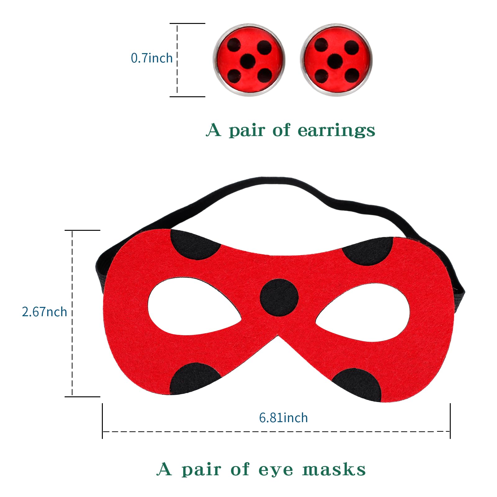 Askuang Costume Set Including Mask+Clip on Earring for Ladybug Cosplay Halloween Party