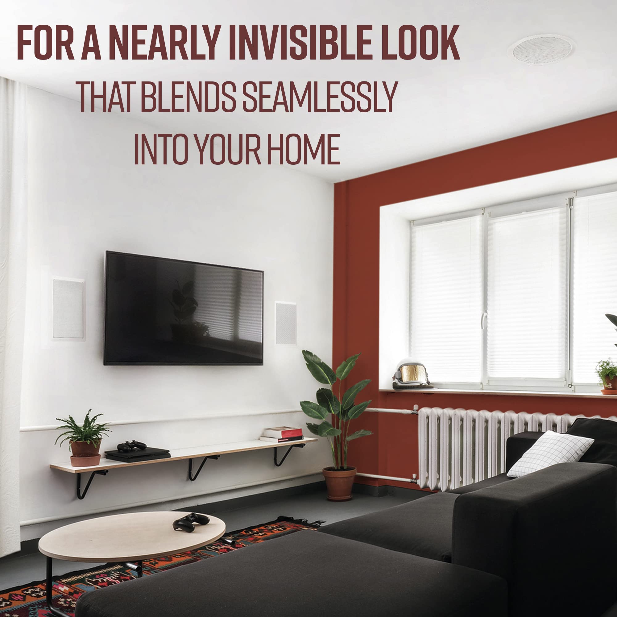 Polk Audio 65-RT in-Wall Speakers with 6.5" Driver - The Vanishing Series | 2 Speakers | Use as Left/Right Front Speakers, Stealth Side or Rear Surrounds | White, Paintable Grilles